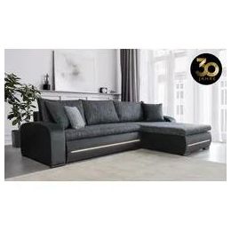 Ecksofa Collection AB "Wind L-Form" Sofas Gr. B/H/T: 285cm x 85cm x 176cm, Samtvelours-Struktur, Recamiere beidseitig montierbar, schwarz-weiß (schwarz-weiß/schwarz) inkl. Schlaffunktion und Bettkasten, frei im Raum stellbar