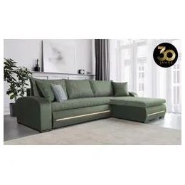 Ecksofa Collection AB "Wind L-Form" Sofas Gr. B/H/T: 285cm x 85cm x 176cm, Samtvelours-Struktur, Recamiere beidseitig montierbar, grün (olive grün) inkl. Schlaffunktion und Bettkasten, frei im Raum stellbar