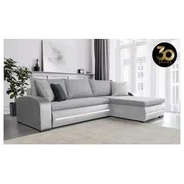 Ecksofa Collection AB "Wind L-Form" Sofas Gr. B/H/T: 285cm x 85cm x 176cm, Samtvelours-Struktur, Recamiere beidseitig montierbar, grau (silbergrau) inkl. Schlaffunktion und Bettkasten, frei im Raum stellbar