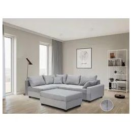 Ecksofa Collection AB "Parma L-Form" Sofas Gr. B/H/T: 224cm x 42cm x 161cm, Cord, grau (hellgrau) mit Schlaffunktion und Bettkasten, inklusive Kissen, Bonellfederkern