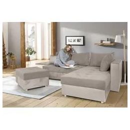 Ecksofa Collection AB "Italia L-Form" Sofas Gr. B/H/T: 217cm x 42cm x 182cm, Samt-Cord, beige mit Bettfunktion und Bettkasten, in Cord-Samt Mix