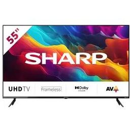 F (A bis G) Sharp LED-Fernseher "4T-C55FJx" Fernseher Roku TV nur in Deutschland verfügbar, Rahmenlos, HDR10, Dolby Digital schwarz