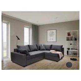 Ecksofa Collection AB "Parma L-Form" Sofas Gr. B/H/T: 224cm x 42cm x 161cm, Kunstleder-Cord, grau (anthrazit) mit Schlaffunktion und Bettkasten, inklusive Kissen, Bonellfederkern