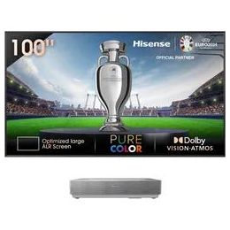 HISENSE Laser-TV "HISENSE 100L5HD Daylight Screen (100 Zoll) Laser TV Projektor" Beamer 4K, HDR, Game Mode, Dolby Atmos silberfarben (silber)