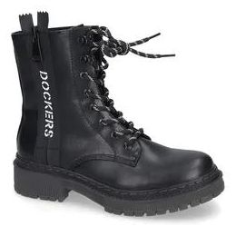 Schnürstiefel Dockers BY GERLI Gr. 38, schwarz Damen Schuhe Biker Boots, Plateau Stiefel mit modischem Textilband