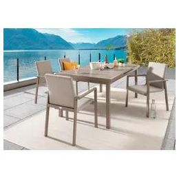 Garten-Essgruppe Destiny "TORINO IMOLA" Sitzmöbel-Sets Gr. Polyester, grau (taupe) Aluminium, Olefin