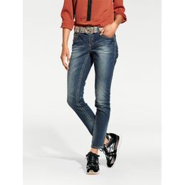 Heine Damen R&ouml;hrenjeans, Blau, Gr. 42, Skinny, Material: Baumwolle