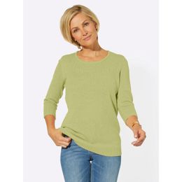 WITT Damen Boucl&eacute;-Pullover mit 3/4-&Auml;rmeln, lindgr&uuml;n, Gr&ouml;&szlig;e 48