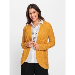 WITT Damen Strickjacke in Melange-Qualit&auml;t, ocker-meliert, Gr&ouml;&szlig;e 38