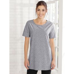 WITT Damen Longshirt im Pünktchen-Muster, grau-schwarz-bedruckt, Größe 46