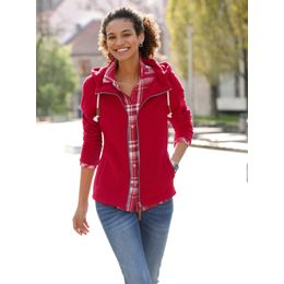 WITT Damen Fleecejacke mit Kapuze, rot, Gr&ouml;&szlig;e 36