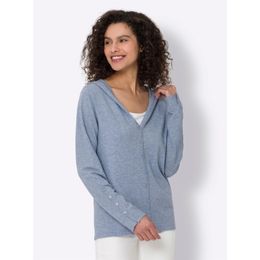 Heine Witt Damen Kapuzenstrickjacke in Feinstrick-Qualit&auml;t, bleu-meliert, Gr&ouml;&szlig;e 50