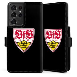 DeinDesign Galaxy S21 Ultra 5G Handy Klapph&uuml;lle Handyh&uuml;lle aus Kunst Leder schwarz Flip Case Vfb Stuttgart Coat Of Arms Official Licensed Product Sideflip mit 