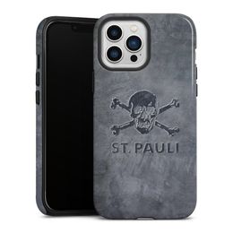 DeinDesign iPhone 13 Pro Max Handy Panzer Handyh&uuml;lle robuste Outdoor H&uuml;lle Schutzh&uuml;lle gl&auml;nzend Logo Fc St. Pauli Concrete Tough Case