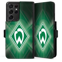 DeinDesign Galaxy S21 Ultra 5G Handy Klapph&uuml;lle Handyh&uuml;lle aus Kunst Leder schwarz Flip Case Sv Werder Bremen Coat Of Arms Official Licensed Product Sideflip mit