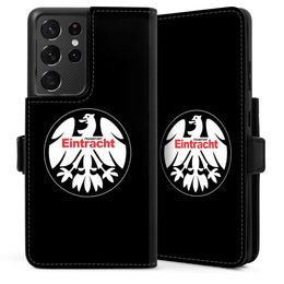 DeinDesign Galaxy S21 Ultra 5G Handy Klapph&uuml;lle Handyh&uuml;lle aus Kunst Leder schwarz Flip Case Eintracht Frankfurt Sge Official Licensed Product Sideflip mit 