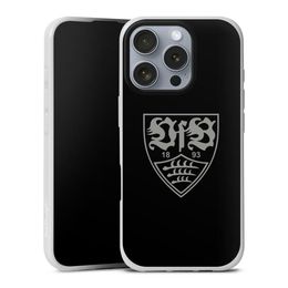 DeinDesign iPhone 16 Pro Handy Silikon H&uuml;lle Case wei&szlig; Handyh&uuml;lle Official Licensed Product Vfb Stuttgart Logo Silikon Case