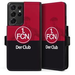 DeinDesign Galaxy S21 Ultra 5G Handy Klapph&uuml;lle Handyh&uuml;lle aus Kunst Leder schwarz Flip Case Official Licensed Product Der Club 1. Fc N&uuml;rnberg Sideflip mit 