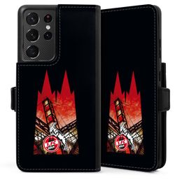 DeinDesign Galaxy S21 Ultra 5G Handy Klapph&uuml;lle Handyh&uuml;lle aus Kunst Leder schwarz Flip Case 1. Fc K&ouml;ln Cologne Cathedral Official Licensed Product Sideflip mit 