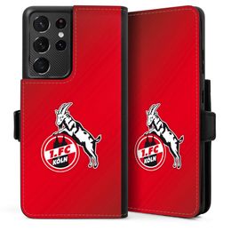 DeinDesign Galaxy S21 Ultra 5G Handy Klapph&uuml;lle Handyh&uuml;lle aus Kunst Leder schwarz Flip Case 1. Fc K&ouml;ln Effzeh Official Licensed Product Sideflip mit Lasche