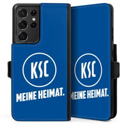 DeinDesign Galaxy S21 Ultra 5G Handy Klapph&uuml;lle Handyh&uuml;lle aus Kunst Leder schwarz Flip Case Karlsruher Sc Statement Ksc Sideflip mit Lasche