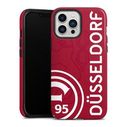 DeinDesign iPhone 13 Pro Max Handy Panzer Handyh&uuml;lle robuste Outdoor H&uuml;lle Schutzh&uuml;lle gl&auml;nzend Lettering F95 Fortuna D&uuml;sseldorf Tough Case
