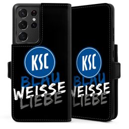DeinDesign Galaxy S21 Ultra 5G Handy Klapph&uuml;lle Handyh&uuml;lle aus Kunst Leder schwarz Flip Case Ksc Karlsruher Sc Official Licensed Product Sideflip mit Lasche