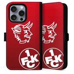 DeinDesign iPhone 16 Pro Max Handy Klapph&uuml;lle Handyh&uuml;lle aus Kunst Leder schwarz Flip Case Devil Official Licensed Product 1. Fc Kaiserslautern Sideflip mit 