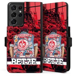 DeinDesign Galaxy S21 Ultra 5G Handy Klapph&uuml;lle Handyh&uuml;lle aus Kunst Leder schwarz Flip Case Official Licensed Product 1. Fc Kaiserslautern 1. Fck Sideflip mit 