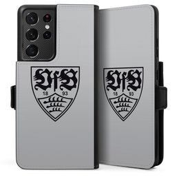 DeinDesign Galaxy S21 Ultra 5G Handy Klapph&uuml;lle Handyh&uuml;lle aus Kunst Leder schwarz Flip Case Logo Official Licensed Product Vfb Stuttgart Sideflip mit Lasche