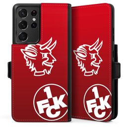 DeinDesign Galaxy S21 Ultra 5G Handy Klapph&uuml;lle Handyh&uuml;lle aus Kunst Leder schwarz Flip Case Devil Official Licensed Product 1. Fc Kaiserslautern Sideflip mit 