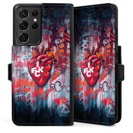 DeinDesign Galaxy S21 Ultra 5G Handy Klapph&uuml;lle Handyh&uuml;lle aus Kunst Leder schwarz Flip Case 1. Fck 1. Fc Kaiserslautern Heart Sideflip mit Lasche