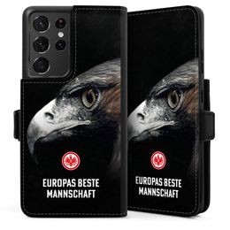 DeinDesign Galaxy S21 Ultra 5G Handy Klapph&uuml;lle Handyh&uuml;lle aus Kunst Leder schwarz Flip Case European Cup Official Licensed Product Eintracht Frankfurt Sideflip 