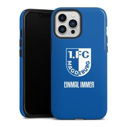 DeinDesign iPhone 13 Pro Max Handy Panzer Handyh&uuml;lle robuste Outdoor H&uuml;lle Schutzh&uuml;lle gl&auml;nzend Coat Of Arms Official Licensed Product 1. Fc Magdeburg Tough Case
