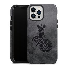 DeinDesign iPhone 13 Pro Max Handy Panzer Handyh&uuml;lle robuste Outdoor H&uuml;lle Schutzh&uuml;lle gl&auml;nzend Official Licensed Product Msv Duisburg Zebra Tough Case