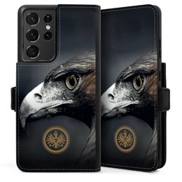 DeinDesign Galaxy S21 Ultra 5G Handy Klapph&uuml;lle Handyh&uuml;lle aus Kunst Leder schwarz Flip Case Eintracht Frankfurt Eagle Official Licensed Product Sideflip mit 