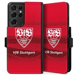 DeinDesign Galaxy S21 Ultra 5G Handy Klapph&uuml;lle Handyh&uuml;lle aus Kunst Leder schwarz Flip Case Stadium Official Licensed Product Vfb Stuttgart Sideflip mit Lasche