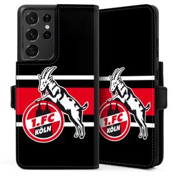 DeinDesign Galaxy S21 Ultra 5G Handy Klapph&uuml;lle Handyh&uuml;lle aus Kunst Leder schwarz Flip Case Official Licensed Product 1. Fc K&ouml;ln Logo Sideflip mit Lasche