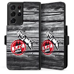 DeinDesign Galaxy S21 Ultra 5G Handy Klapph&uuml;lle Handyh&uuml;lle aus Kunst Leder schwarz Flip Case 1. Fc K&ouml;ln Wooden Look Official Licensed Product Sideflip mit Lasche