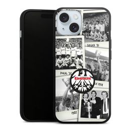 DeinDesign iPhone 15 Handy Premium Silikon H&uuml;lle Handyh&uuml;lle schwarz Case Retro Official Licensed Product Eintracht Frankfurt Silikon Premium Case