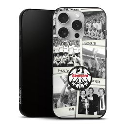 DeinDesign iPhone 16 Pro Handy Slim Case extra d&uuml;nn Silikon Handyh&uuml;lle schwarz H&uuml;lle Retro Official Licensed Product Eintracht Frankfurt Silikon Slim Case