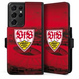 DeinDesign Galaxy S21 Ultra 5G Handy Klapph&uuml;lle Handyh&uuml;lle aus Kunst Leder schwarz Flip Case Vfb Stuttgart Official Licensed Product Stadium Sideflip mit Lasche