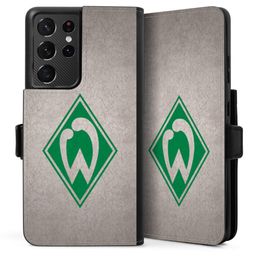 DeinDesign Galaxy S21 Ultra 5G Handy Klapph&uuml;lle Handyh&uuml;lle aus Kunst Leder schwarz Flip Case Concrete Official Licensed Product Sv Werder Bremen Sideflip mit 