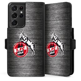 DeinDesign Galaxy S21 Ultra 5G Handy Klapph&uuml;lle Handyh&uuml;lle aus Kunst Leder schwarz Flip Case Official Licensed Product Metallic Look 1. Fc K&ouml;ln Sideflip mit 
