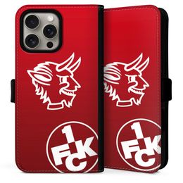 DeinDesign iPhone 16 Pro Handy Klapph&uuml;lle Handyh&uuml;lle aus Kunst Leder schwarz Flip Case Devil Official Licensed Product 1. Fc Kaiserslautern Sideflip mit Lasche