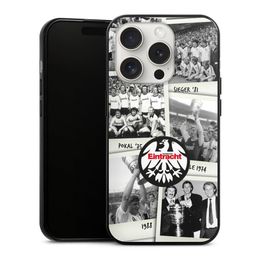 DeinDesign iPhone 15 Pro Handy Slim Case extra d&uuml;nn Silikon Handyh&uuml;lle schwarz H&uuml;lle Retro Official Licensed Product Eintracht Frankfurt Silikon Slim Case