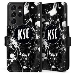DeinDesign Galaxy S21 Ultra 5G Handy Klapph&uuml;lle Handyh&uuml;lle aus Kunst Leder schwarz Flip Case Karlsruher Sc Ksc Official Licensed Product Sideflip mit Lasche