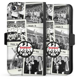 DeinDesign iPhone SE (2020) Handy Klapph&uuml;lle Handyh&uuml;lle aus Kunst Leder schwarz Flip Case Retro Eintracht Frankfurt Official Licensed Product Sideflip mit Lasche