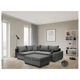 Ecksofa Collection AB "Parma L-Form" Sofas Gr. B/H/T: 224cm x 42cm x 161cm, Cord, grau (anthrazit) mit Schlaffunktion und Bettkasten, inklusive Kissen, Bonellfederkern