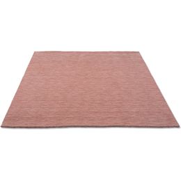 Wollteppich Theko "Holi", rosa (rosé), B:140cm H:13mm L:200cm, Schurwolle, Teppiche, Uni-Farben, leicht meliert, reine Wolle, handgewebt mit Knüpfoptik